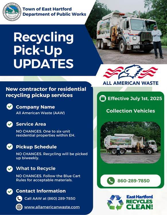New Vendor for Residential Recycling Pickups | easthartfordct